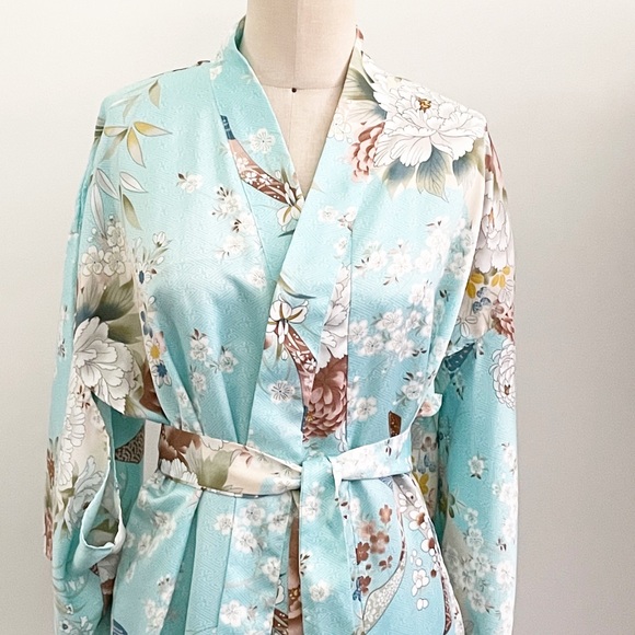Intimates & Sleepwear | Kimono Robe Dressing Gown Made In Japan Aqua ...